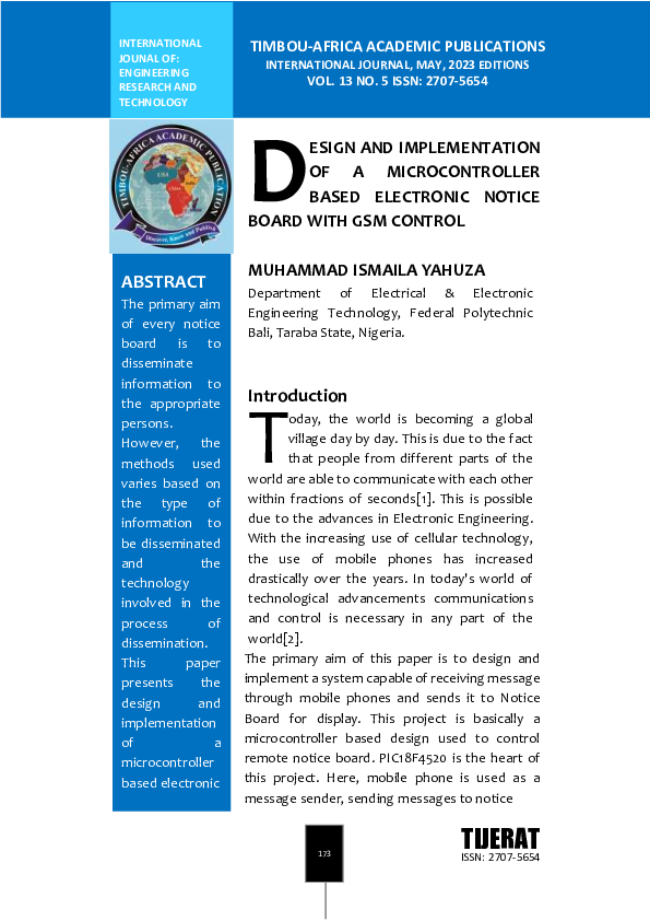 (PDF) DESIGN AND IMPLEMENTATION OF ELECTRONIC NOTICE BOARD WITH GSM CONTROL