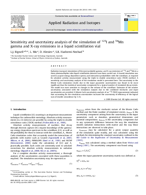 (PDF) Sensitivity and uncertainty analysis of the simulation of 123I ...