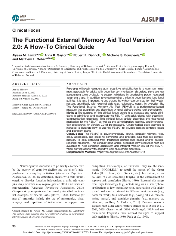 (PDF) The Functional External Memory Aid Tool Version 2.0: A How-To ...