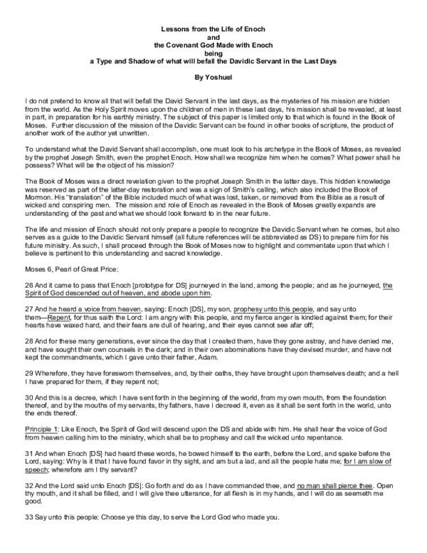 (PDF) Lessons from the Life of Enoch and the Covenant God Made with ...
