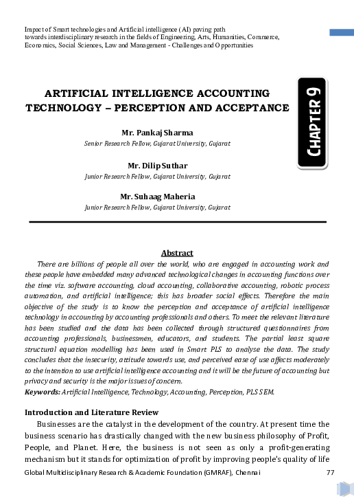 (PDF) ARTIFICIAL INTELLIGENCE ACCOUNTING TECHNOLOGY -PERCEPTION AND ACCEPTANCE