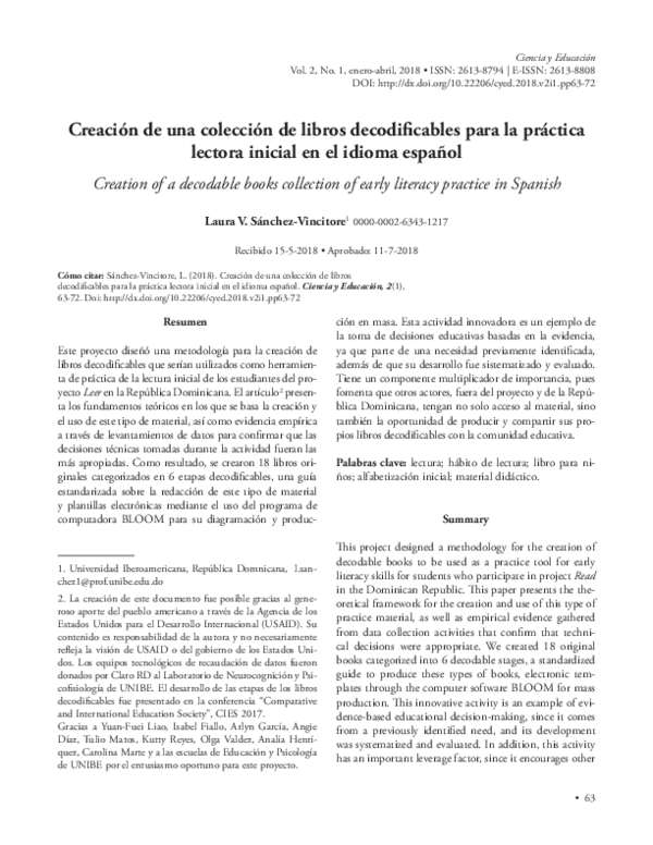 (PDF) Creación de una colección de libros decodificables para la ...