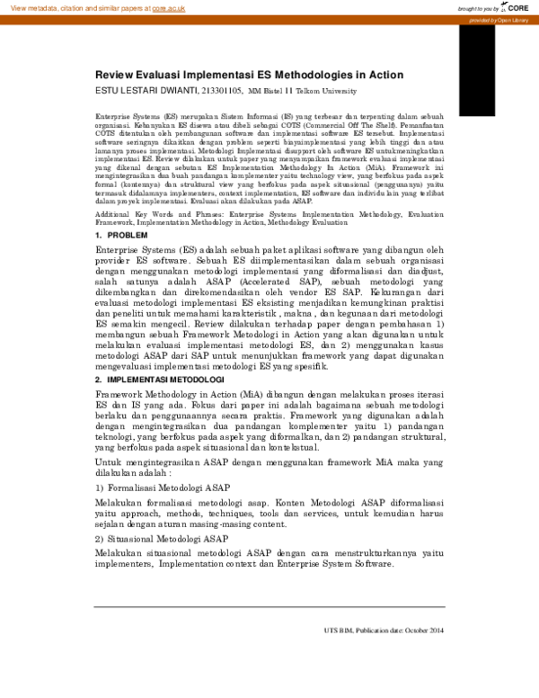 (PDF) Review : Evaluasi Implementasi ES Methodologies in Action