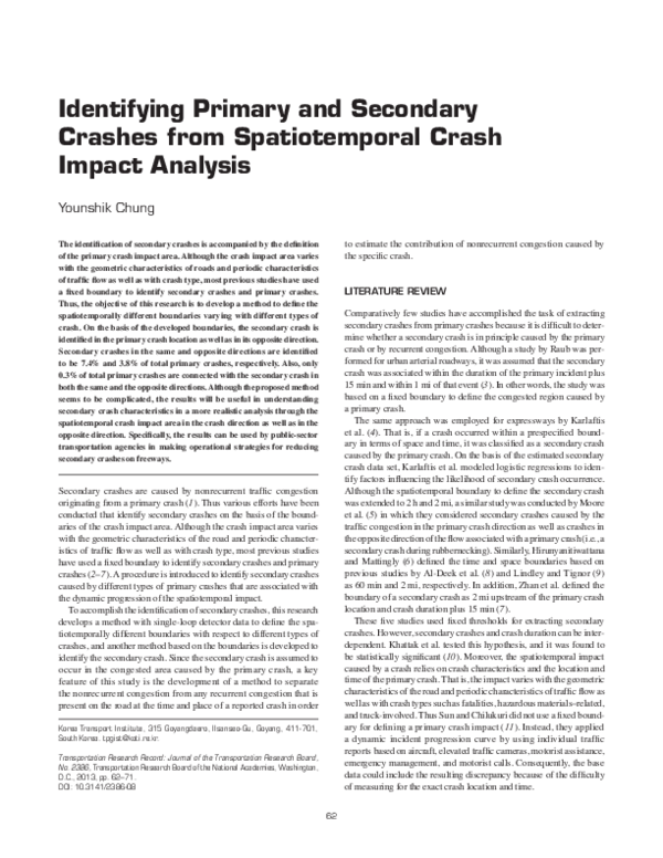 (PDF) Identifying Primary and Secondary Crashes from Spatiotemporal Crash Impact Analysis