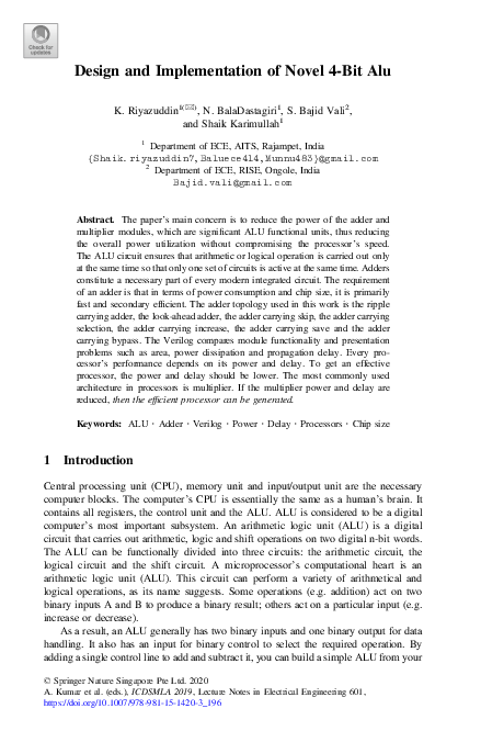 (PDF) Design and Implementation of Novel 4-Bit Alu
