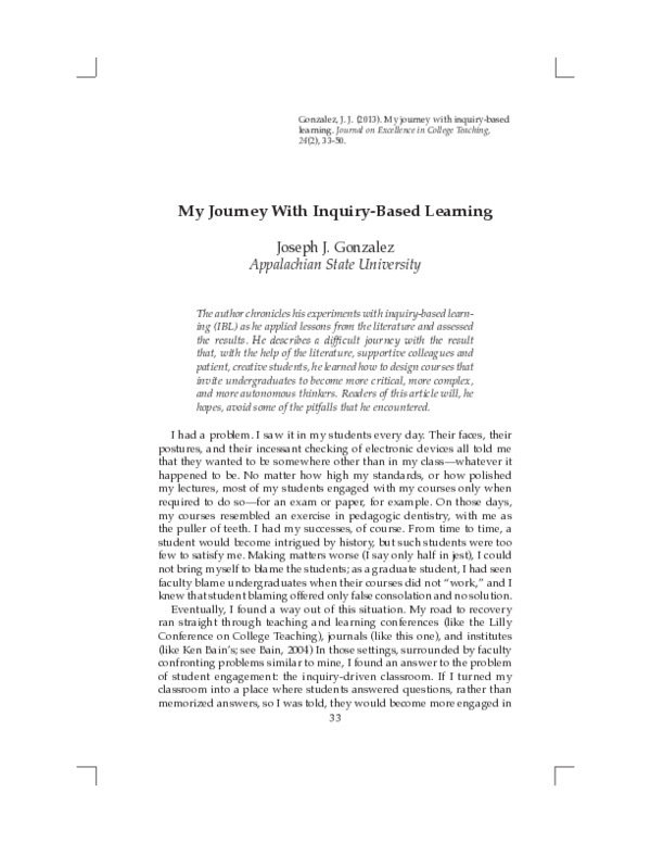 (PDF) My Journey with Inquiry-Based Learning