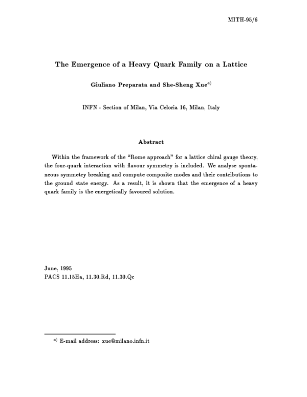 (PDF) The emergence of a heavy quark family on a lattice