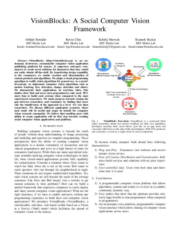 (PDF) VisionBlocks: A Social Computer Vision Framework