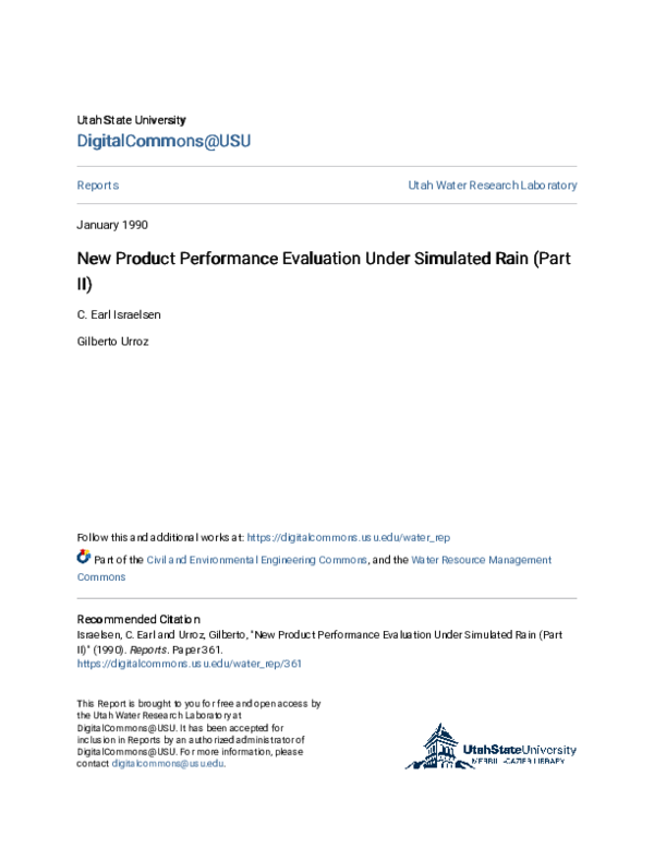 (PDF) New Product Performance Evaluation Under Simulated Rain (Part II)