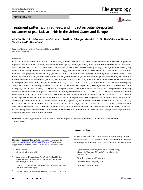 (PDF) Treatment patterns, unmet need, and impact on patient-reported ...
