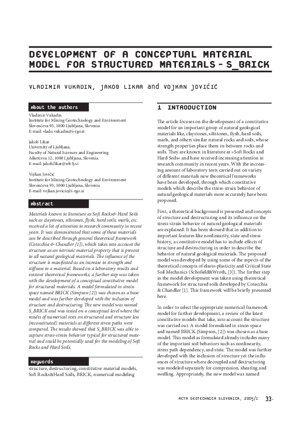 (PDF) Development of a conceptual material model for structured ...