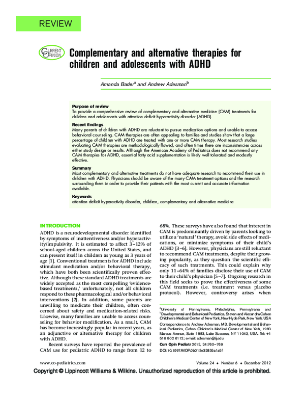 (PDF) Complementary and alternative therapies for children and ...