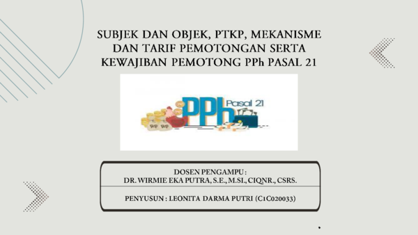 (PDF) PPT SUBJEK DAN OBJEK, PTKP, MEKANISME DAN TARIF PEMOTONGAN SERTA KEWAJIBAN PEMOTONG PPh ...