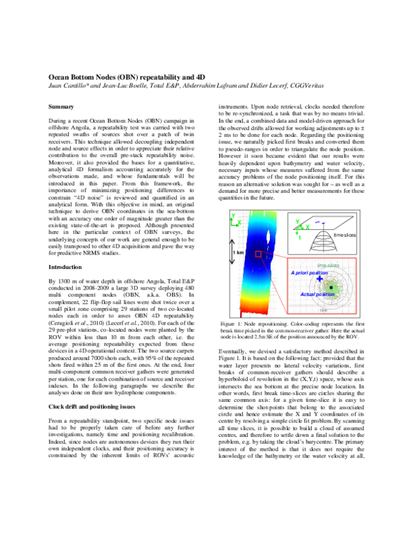 (PDF) Ocean Bottom Nodes (OBN) repeatability and 4D