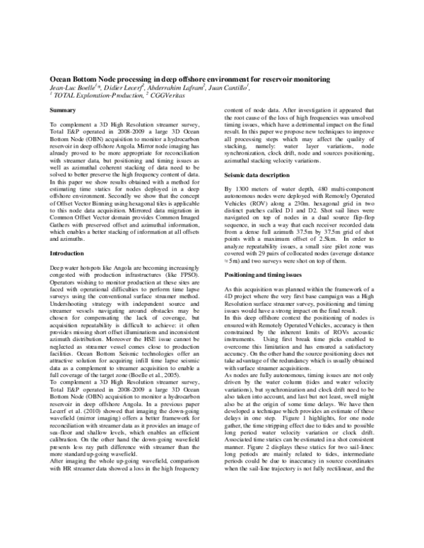 (PDF) Ocean Bottom Node processing in deep offshore environment for ...