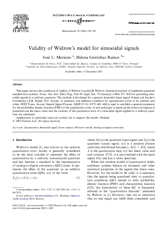 (PDF) Validity of Widrow’s model for sinusoidal signals
