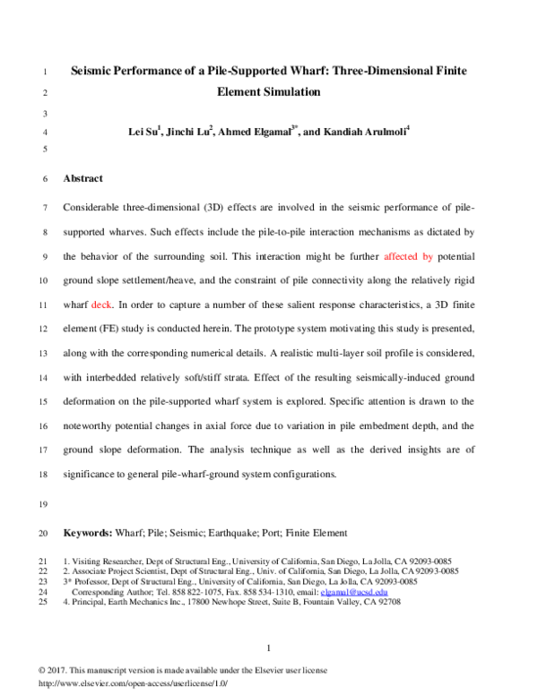 (PDF) Seismic performance of a pile-supported wharf: Three-dimensional ...