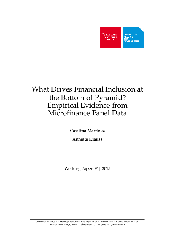 (PDF) What Drives Financial Inclusion at the Bottom of the Pyramid ...