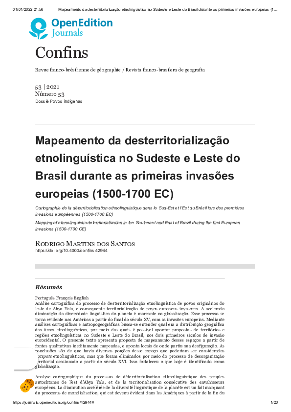 (PDF) Cartographie de la déterritorialisation ethnolinguistique dans le ...