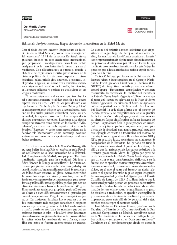 (PDF) Scripta manent. Expresiones de la escritura en la Edad Media