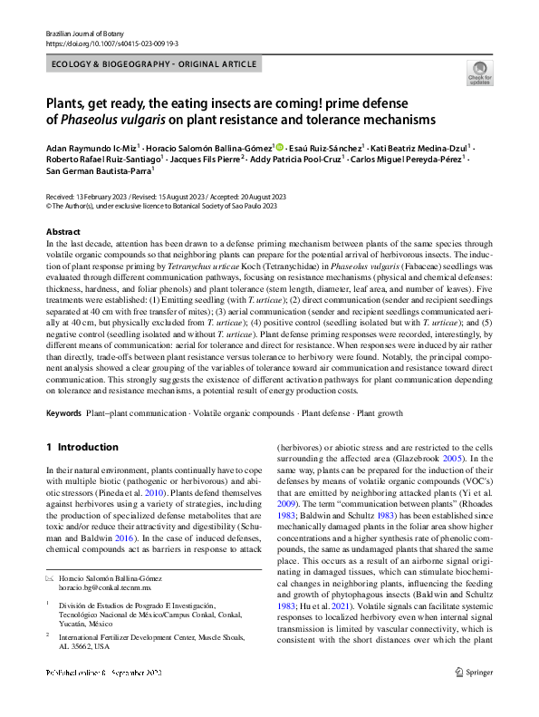 (PDF) Plants, get ready, the eating insects are coming! prime defense ...