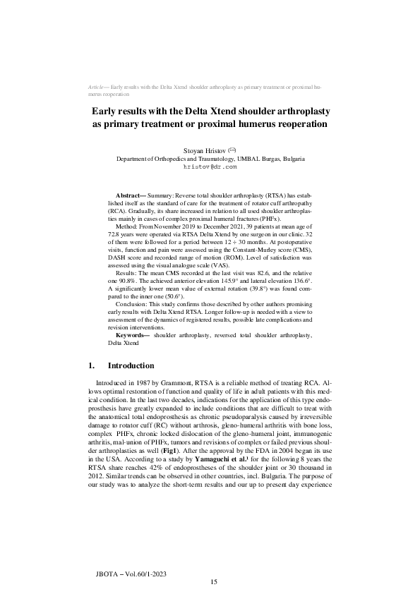 (PDF) Early results with the Delta Xtend shoulder arthroplasty as ...