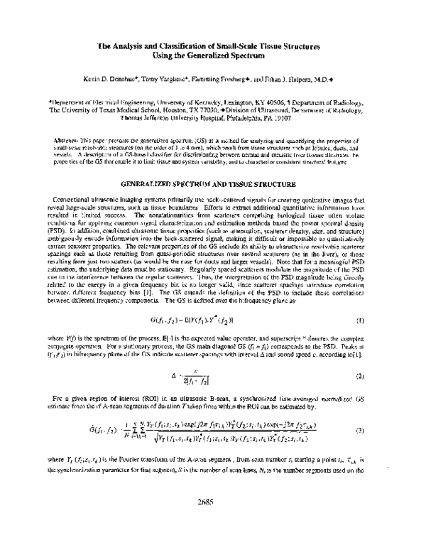 Pdf Analyzing Small Scale Tissue Structures With Generalized Spectrum