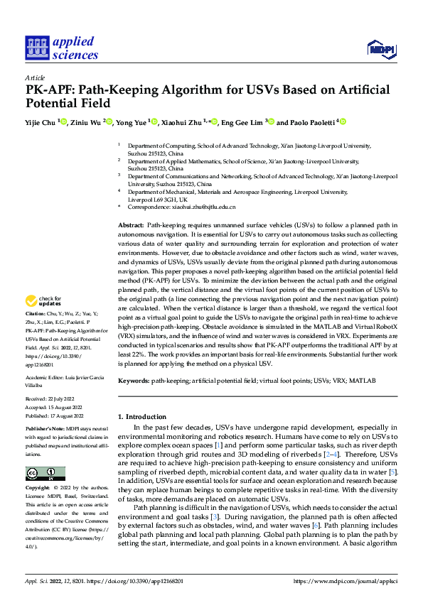 (PDF) PK-APF: Path-Keeping Algorithm for USVs Based on Artificial ...