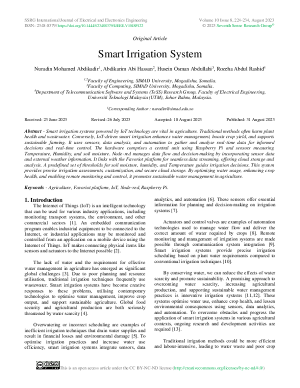 (PDF) Smart Irrigation System