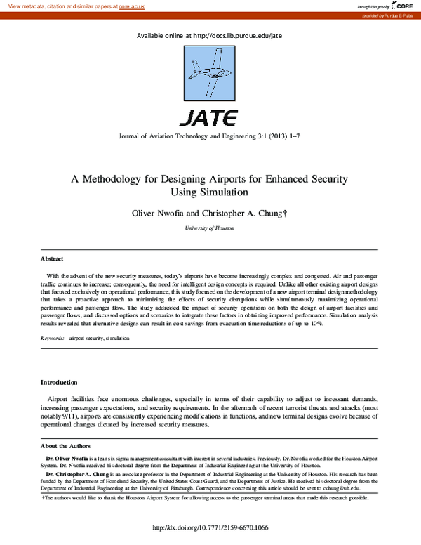 (PDF) A Methodology for Designing Airports for Enhanced Security Using ...