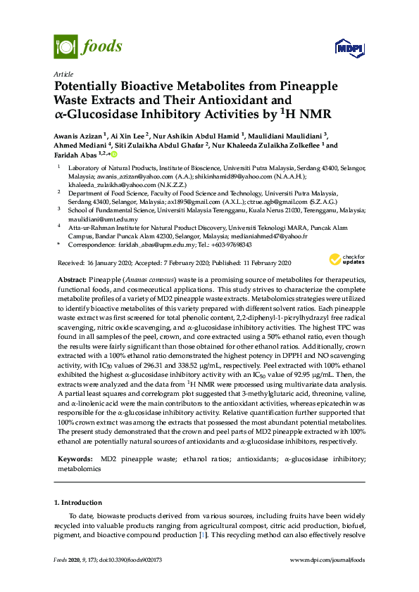 (PDF) Potentially Bioactive Metabolites from Pineapple Waste Extracts ...