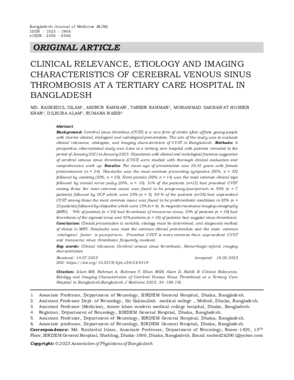 (PDF) CLINICAL RELEVANCE, ETIOLOGY AND IMAGING CHARACTERISTICS OF ...