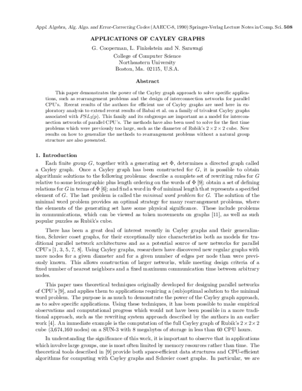 (PDF) Applications of Cayley graphs
