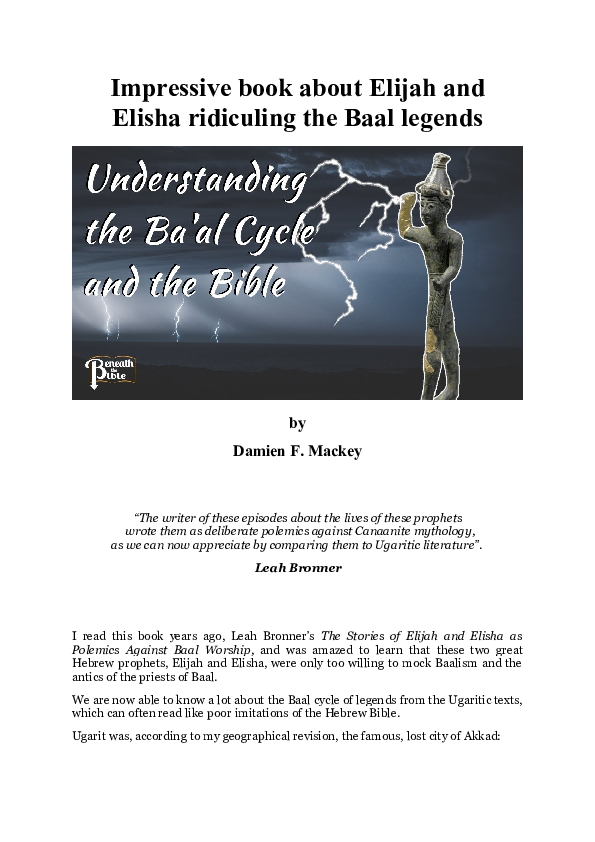 (DOC) Impressive book about Elijah and Elisha ridiculing the Baal legends