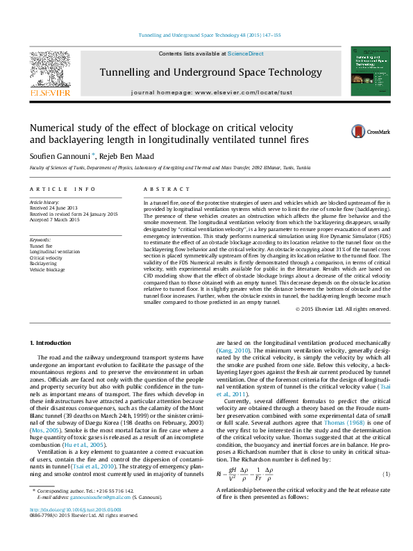 (PDF) Numerical study of the effect of blockage on critical velocity and backlayering length in ...