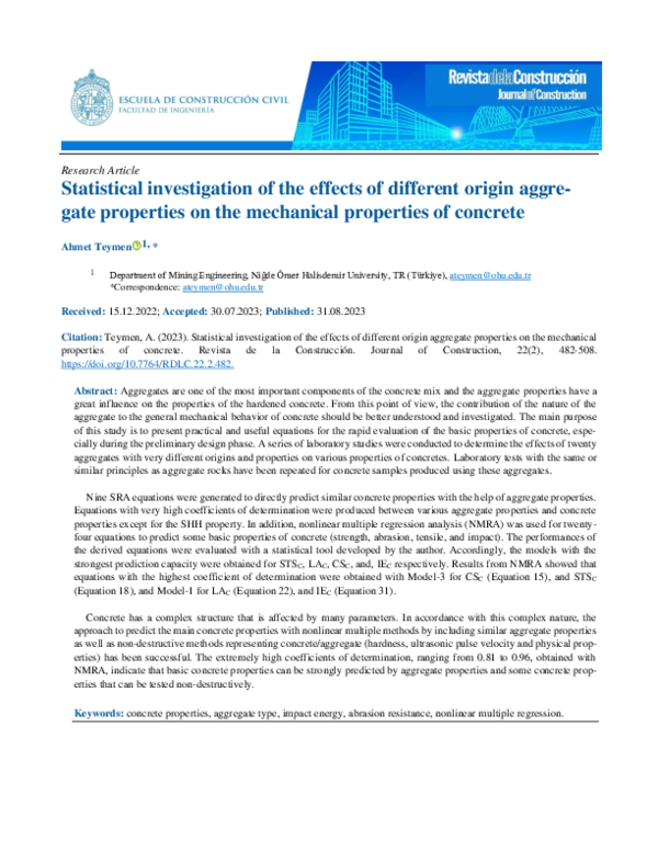 (PDF) Statistical investigation of the effects of different origin aggregate properties on the ...