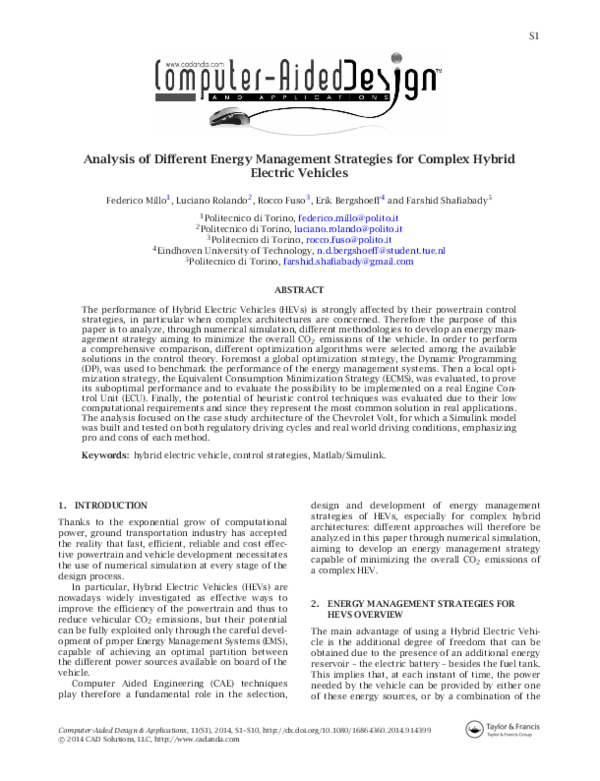 (PDF) Analysis of Different Energy Management Strategies for Complex ...