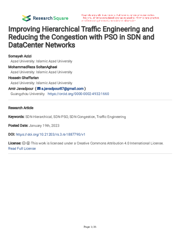 (PDF) Improving Hierarchical Traffic Engineering and Reducing the Congestion with PSO in SDN and ...