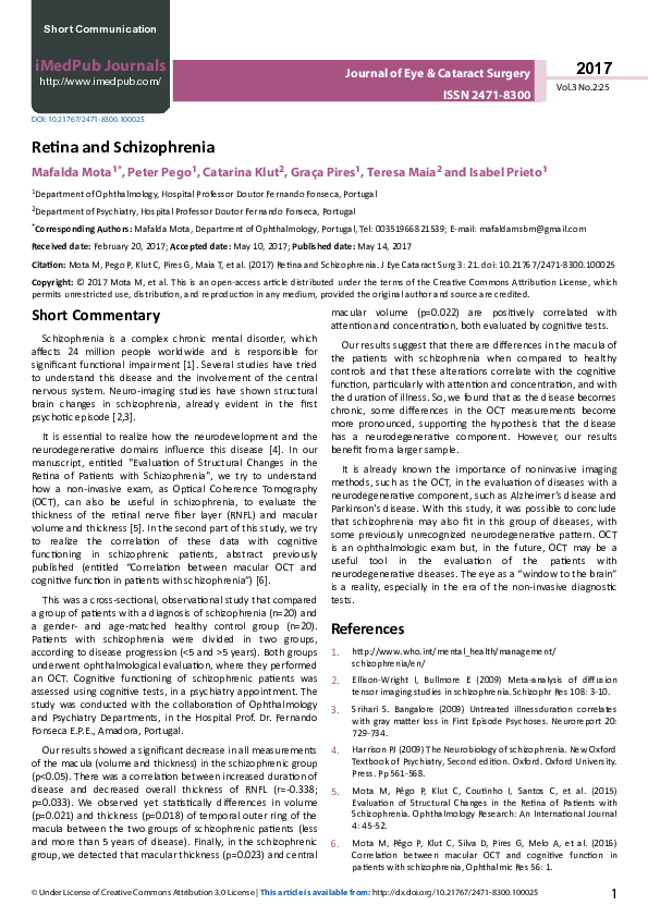 (PDF) Retina and Schizophrenia
