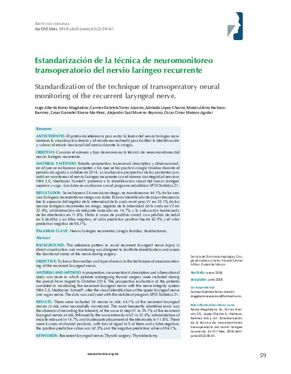 (PDF) Estandarización de la técnica de neuromonitoreo transoperatorio ...