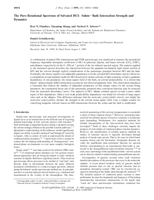 (PDF) The Pure Rotational Spectrum of Solvated HCl: Solute−Bath ...