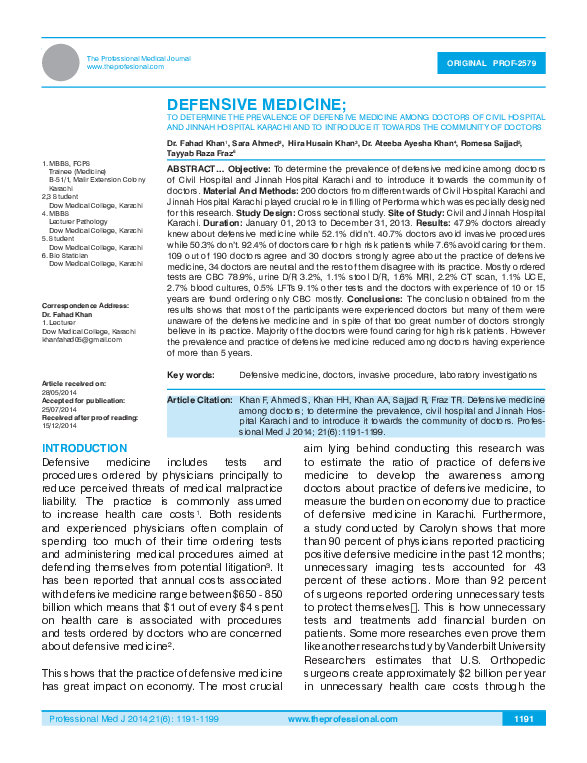 (PDF) Defensive Medicine