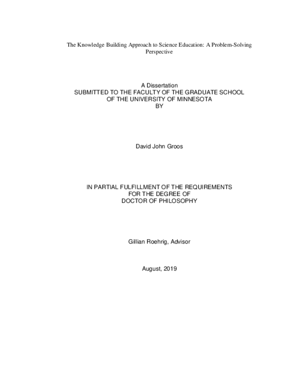 (PDF) The Knowledge Building Approach to Science Education A Problem-Solving Perspective