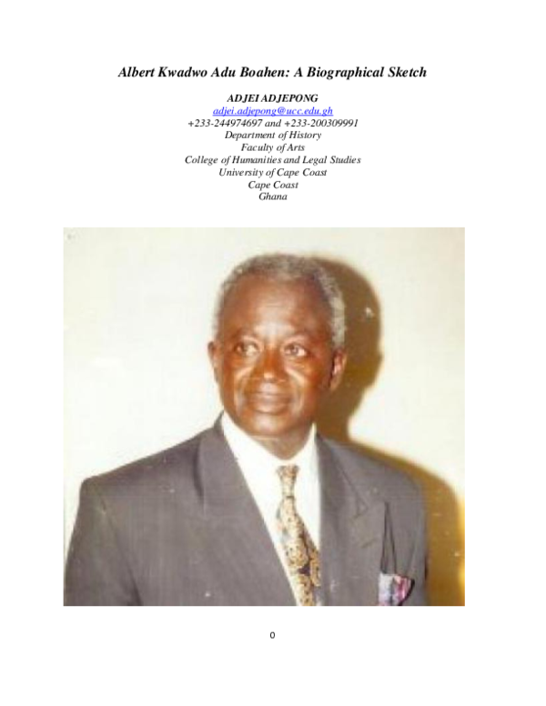 (PDF) Albert Kwadwo Adu Boahen: A Biographical Sketch | ADJEI ADJEPONG - Academia.edu