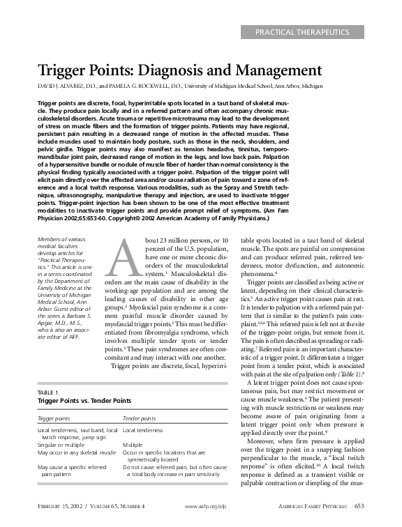 (PDF) Trigger points: diagnosis and management