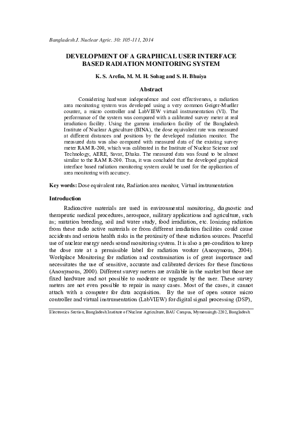 (PDF) DEVELOPMENT OF A GRAPHICAL USER INTERFACE BASED RADIATION MONITORING SYSTEM