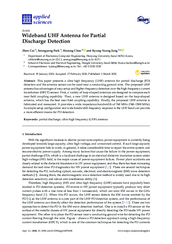 (PDF) Wideband UHF Antenna for Partial Discharge Detection