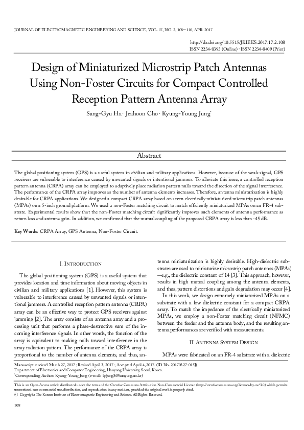 (PDF) Design of Miniaturized Microstrip Patch Antennas Using Non-Foster Circuits for Compact ...