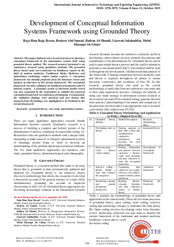 (PDF) Development of Conceptual Information Systems Framework using Grounded Theory