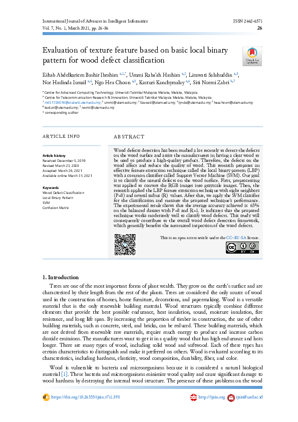 (PDF) Evaluation of texture feature based on basic local binary pattern ...